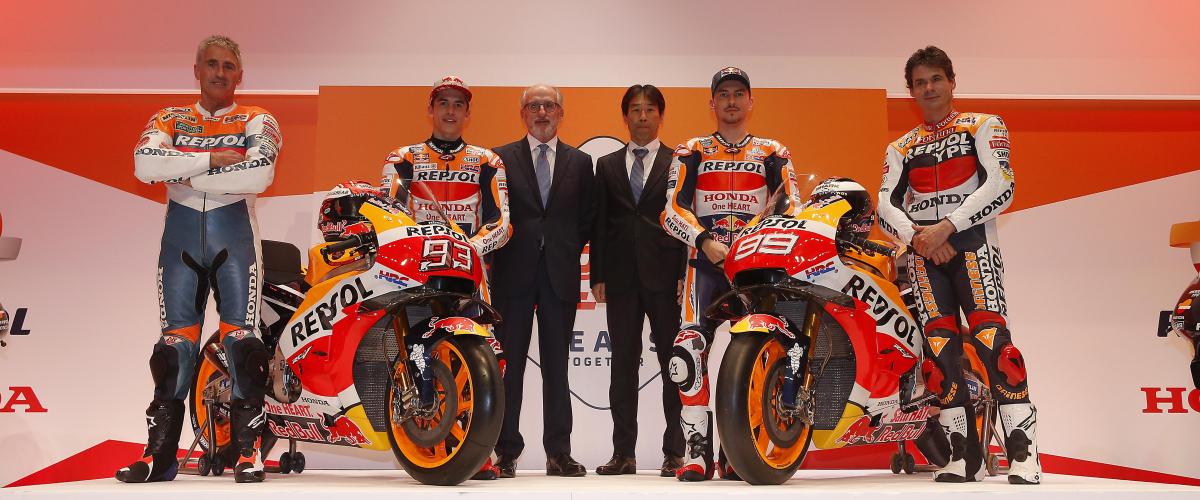 Márquez y Lorenzo inauguran el 25º aniversario del Equipo Repsol Honda